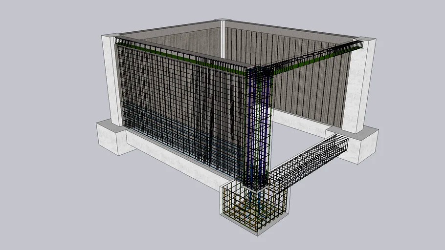 Typical Pad,Strip,Beam & Wall reinforcement 3d model