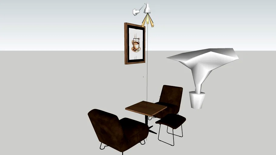 LOUNGE CHAIR AND LOUNGE TABLE FRAME COFFEE CAFE.skp 3d model