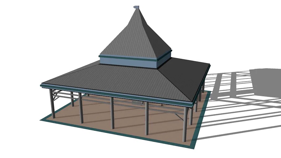 Large Modern Outdoor Pavilion/Shelter/Bandstand/Gazebo/Kiosk/Stand 3d model