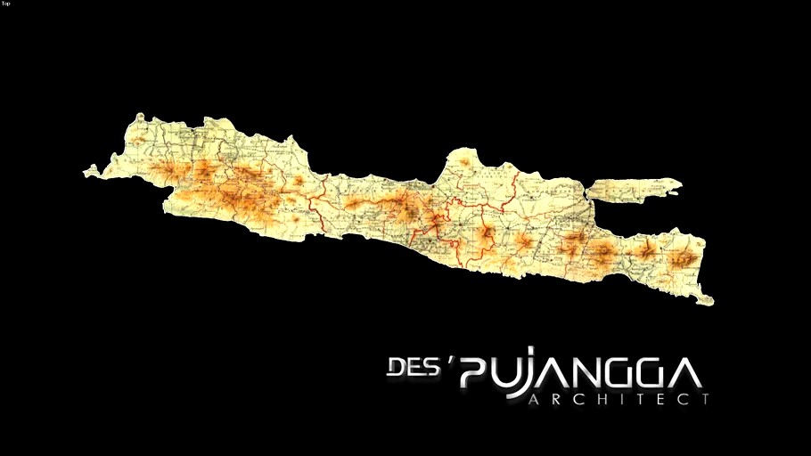 3D JAVA ISLAND MAP, PETA PULAU JAWA model