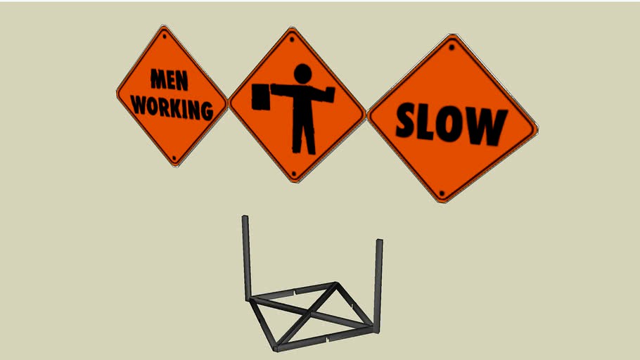 Construction sign pack (with stand) 3d model