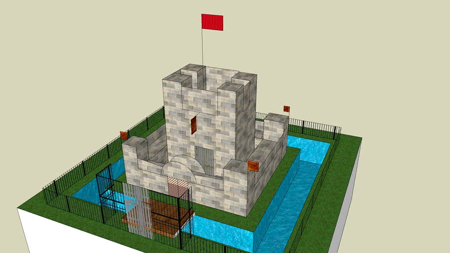 Castle with moat 3d model
