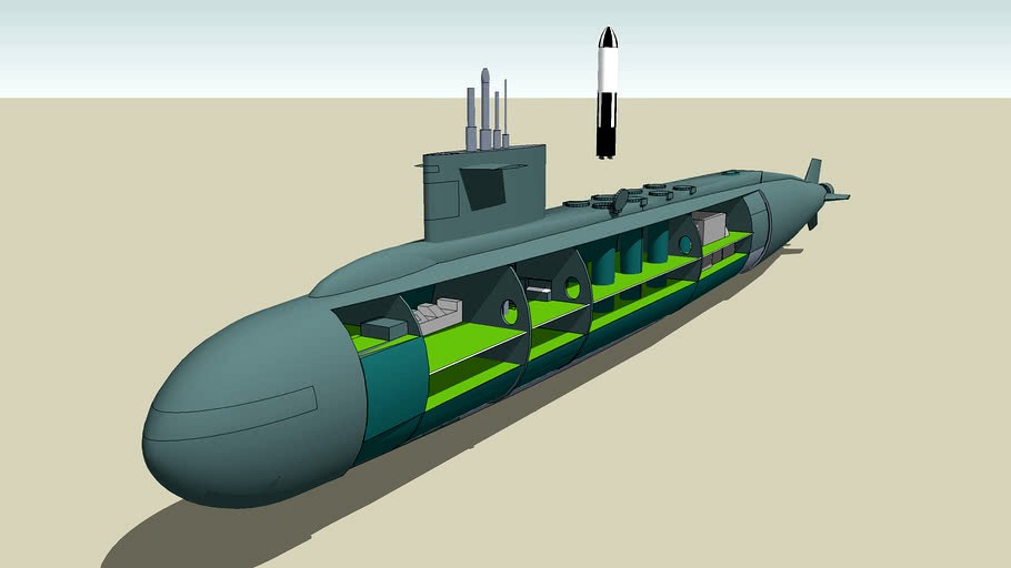 Nuclear Submarine Cutaway, with Polaris Missile, work still in progress ...