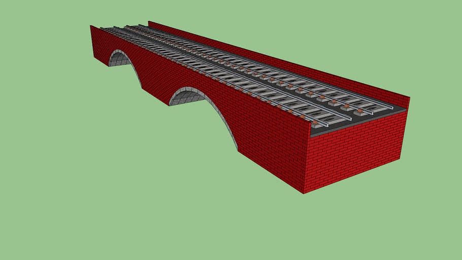 Double track bridge section 3d model