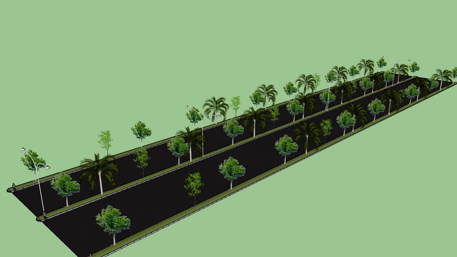 Trotoar dan Jalan raya 3d model