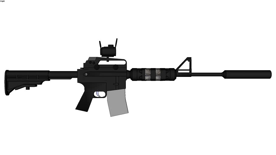 m4a1 silenced with scope 3d model