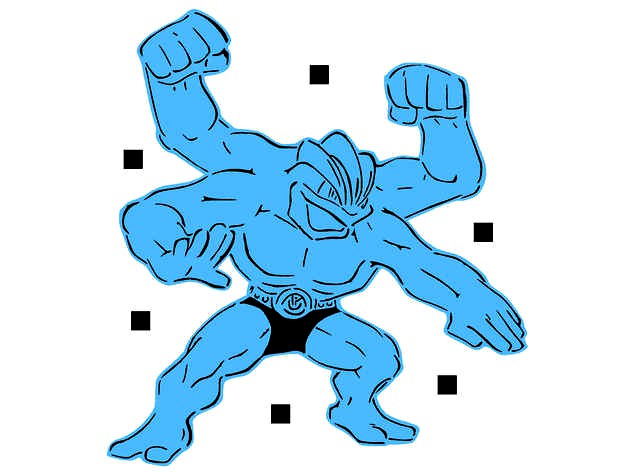 068 Machamp stencil + 2D by Longquang 3d model