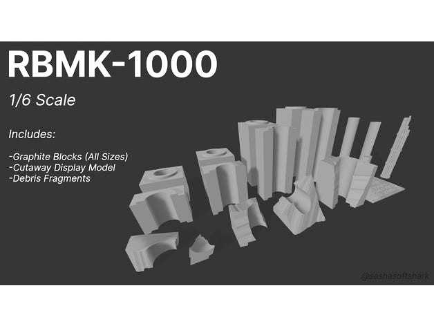 RBMK-1000 Reactor Graphite & Cutaway Model (1/6 Scale) by sashasoftshark 3d