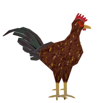 2D low poly rooster 3d model