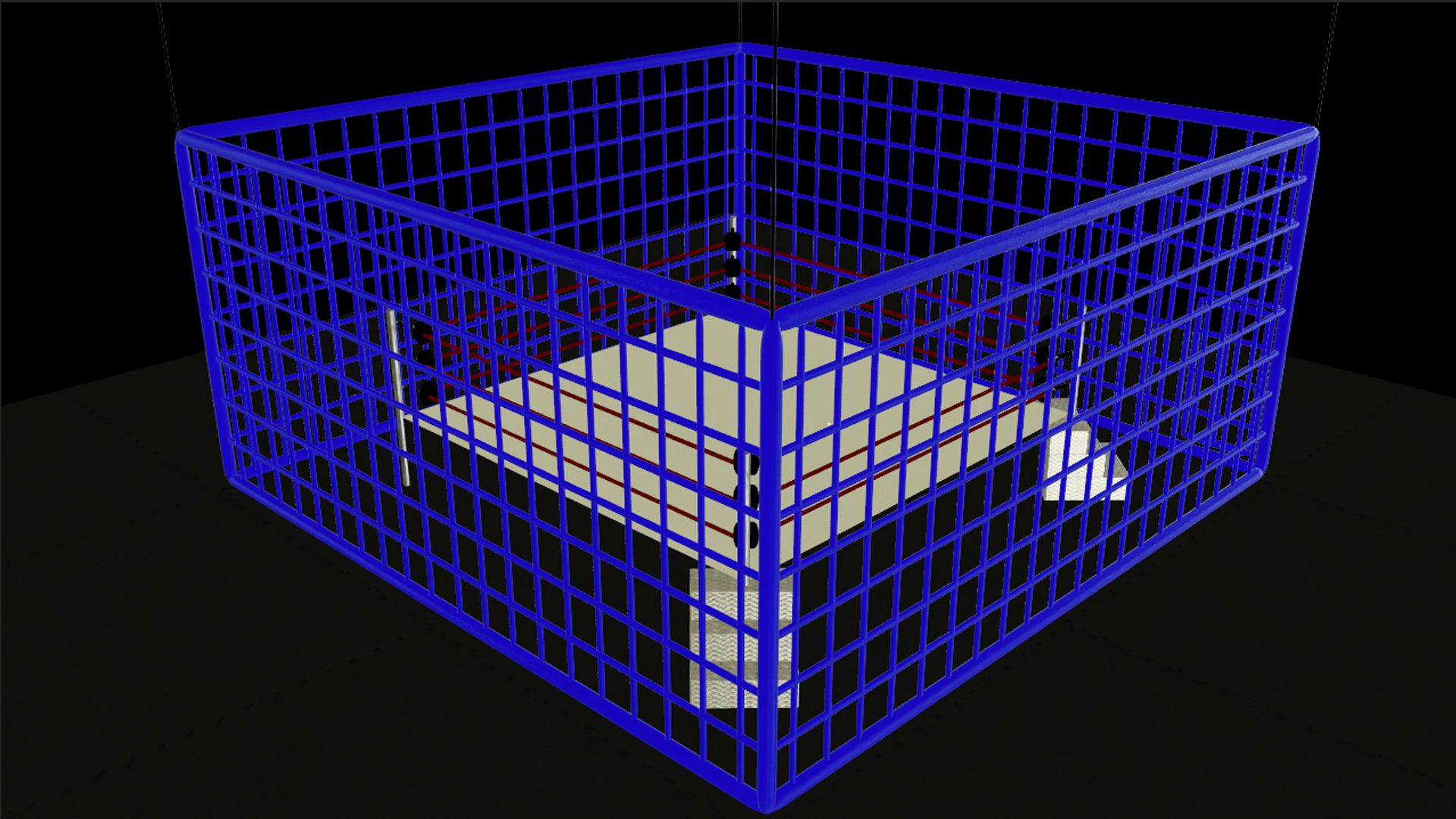 Wrestling Ring with old school cage 3d model