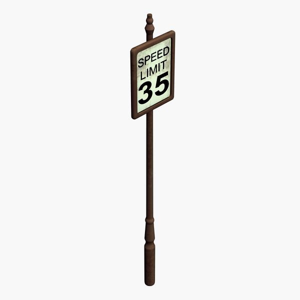 Speed Limit Sign 35 MPH v2 3d model