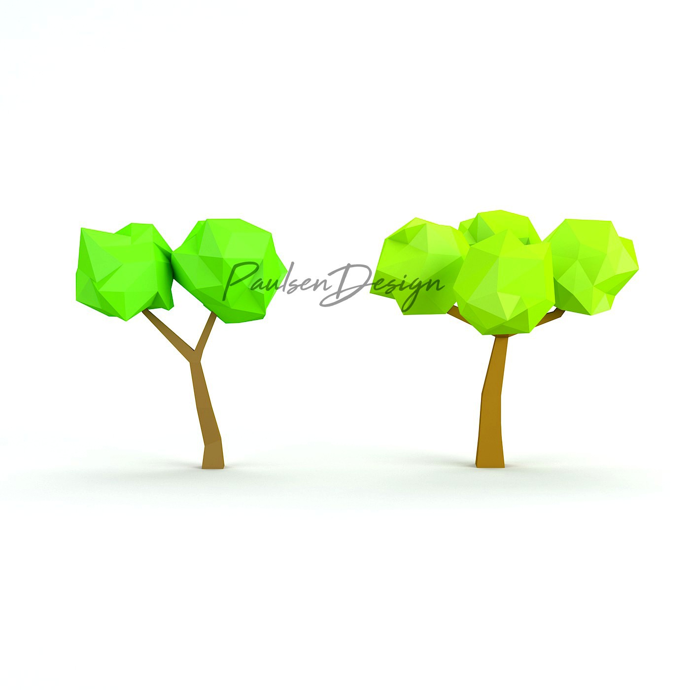 Cartoon low poly trees 3d model