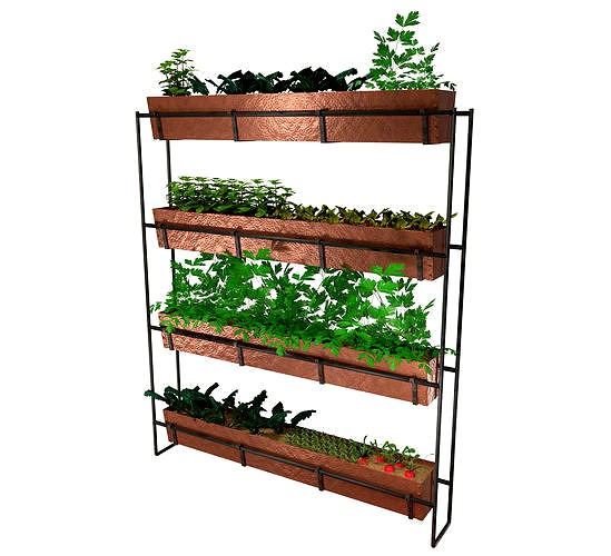 Realistic copper indoor vertical farming 3d model