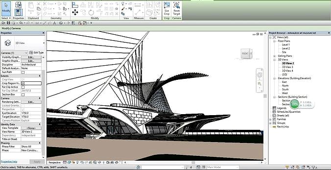 Revit file - Milwaukee Art Museum 3d model