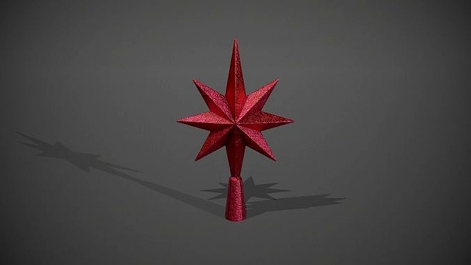 Glittery Red Star Tree Topper 3d model