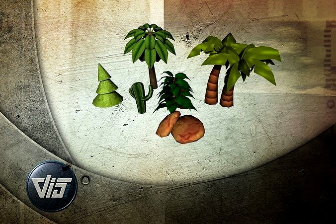 Cartoon nature props 3d model