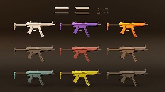 Low Poly MP5 Submachine Gun 3d model
