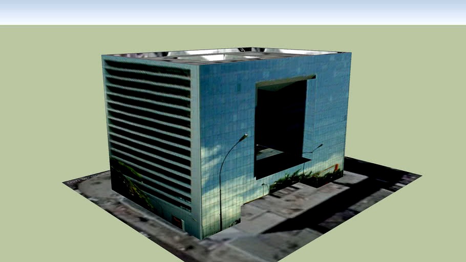 edificio, cubo de cristal 3d model