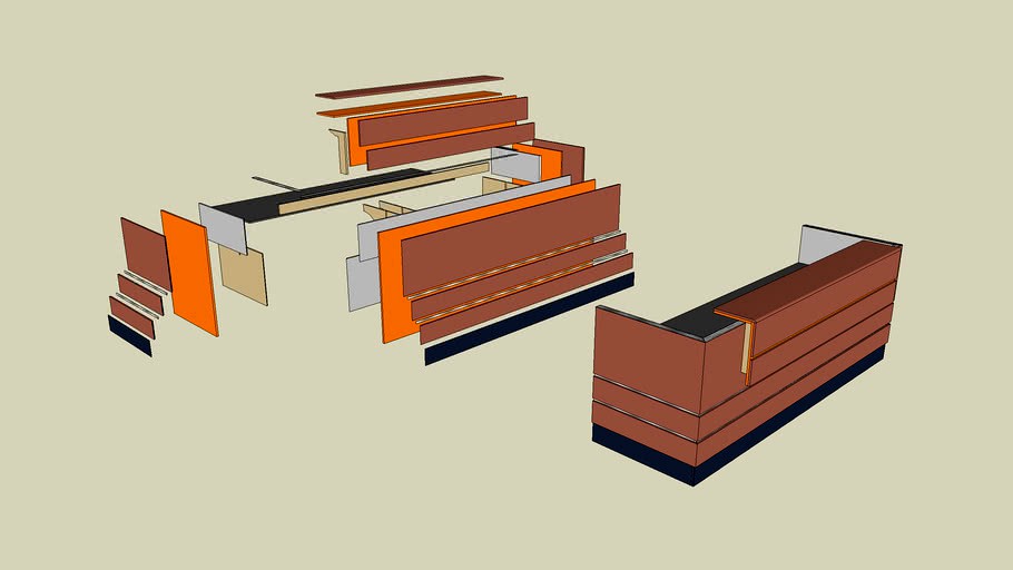 Lucia Reception Desk Exploded View 3d model