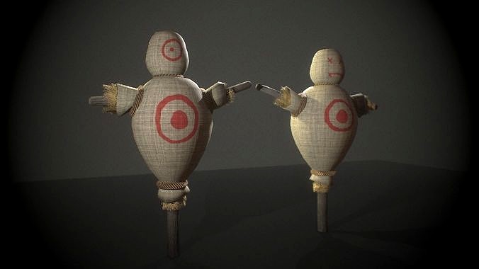 Low Poly Medieval Scarecrow - Training Dummy with textures 3d model
