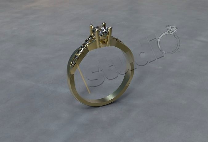 Luxury twist solitaire ring 3d model | 3D