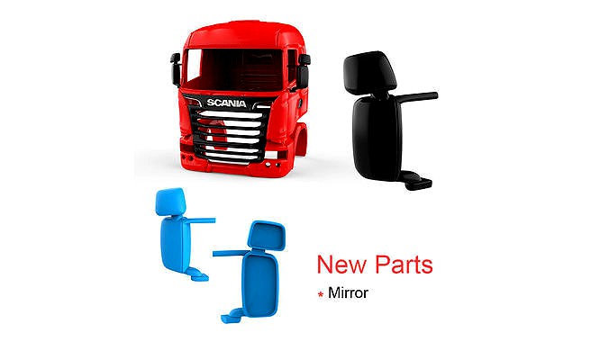 Scania R730 V8 Cabin - New Part - Mirror | 3D model