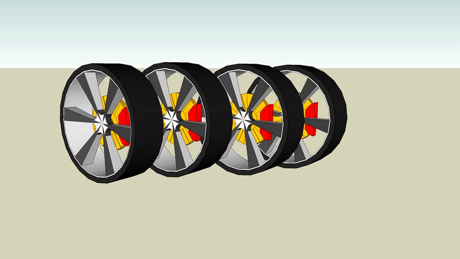 racing tuner wheels set of 4] 3d model