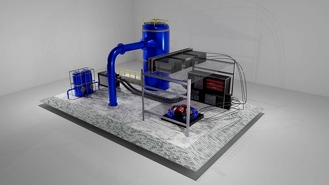 Fictional Industrial Factory Section 3d model