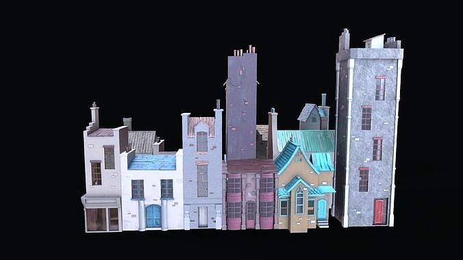 Cartoon Buildings 3d model