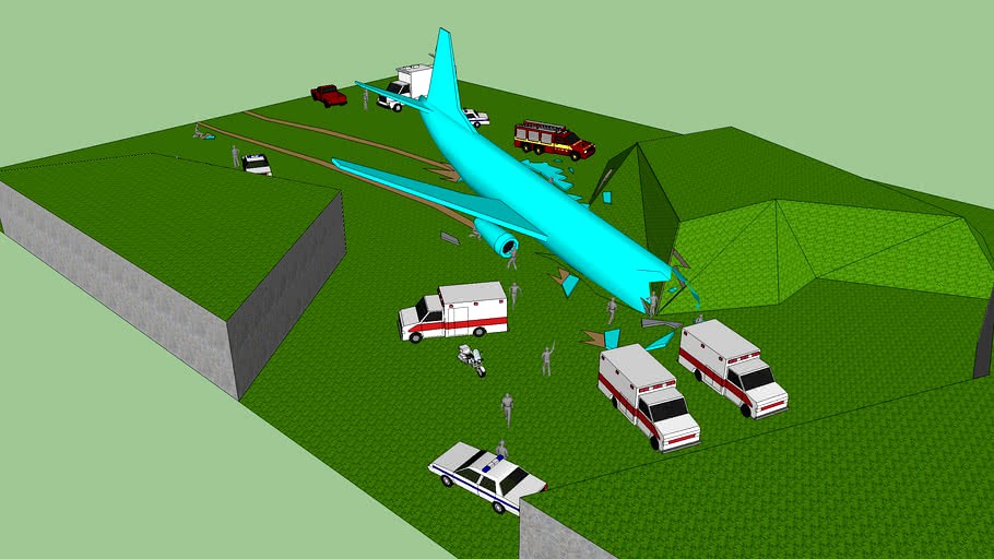 plane crash 3d model