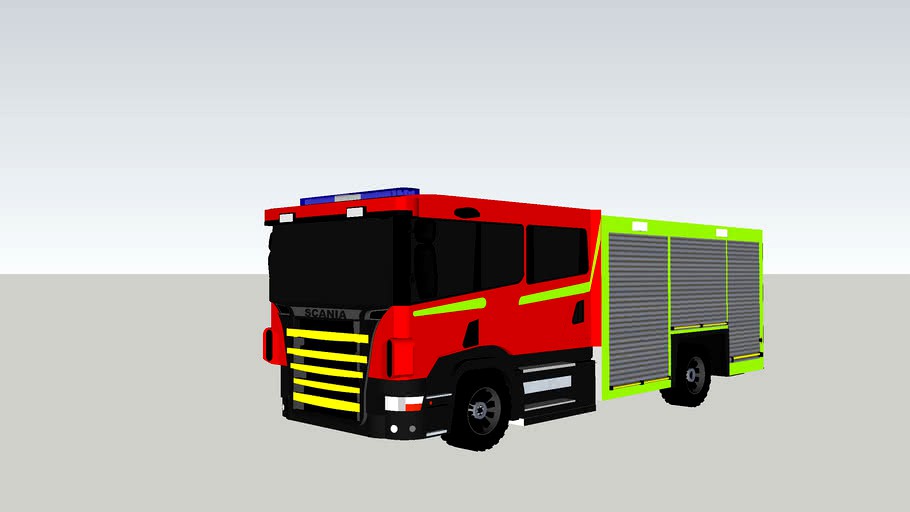 english style scania fire engine 3d model