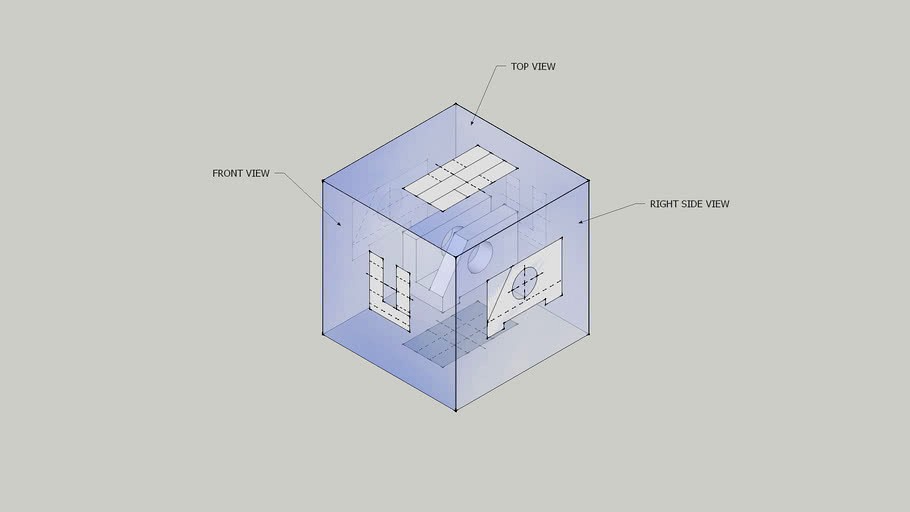 Orthographic Projection Glass Box 3d model