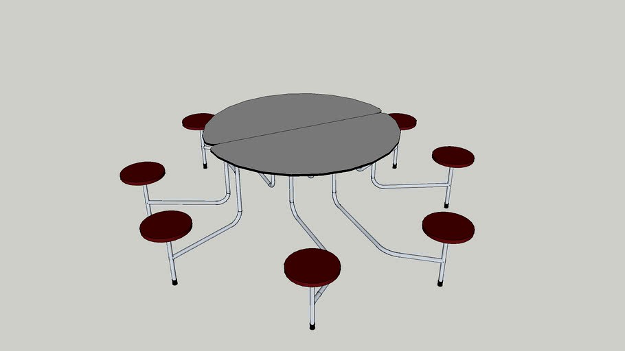 Round Cafeteria Table 3d model