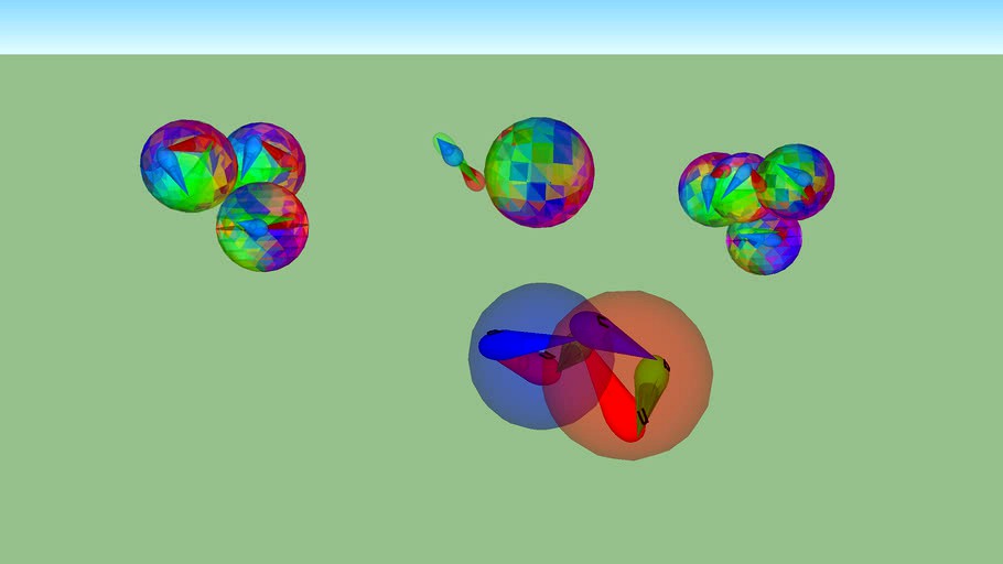 Unfinished Quark colour charge model, uud,ddu 3d