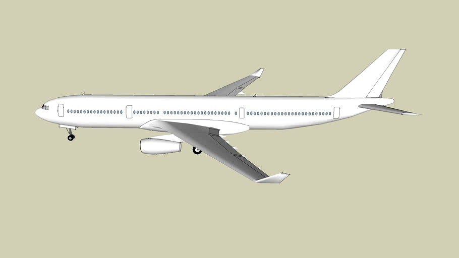 White Airbus A330-300 3d model