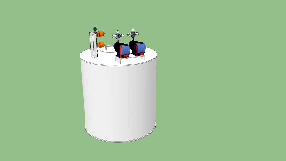 Dosing tank with pumps 3d model