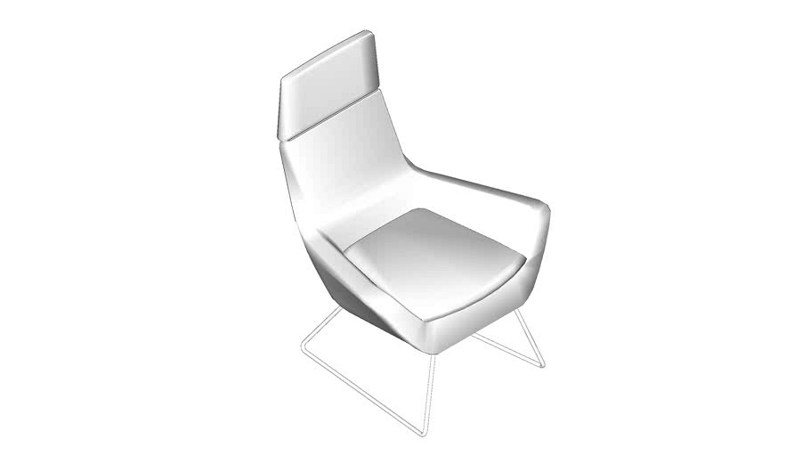 HighTower Happy High Back Lounge Chair w/ Sled Base 3d model
