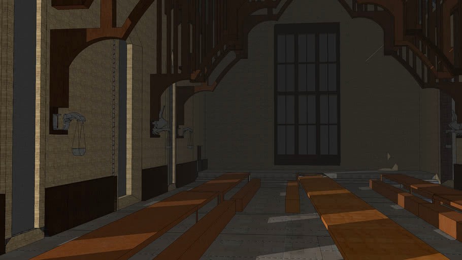 Hogwarts Dining Hall at night 3d model