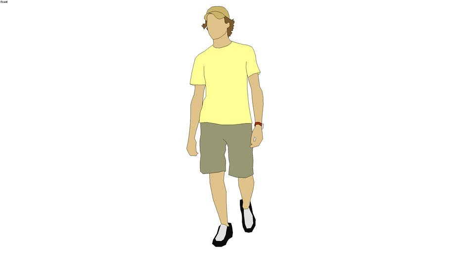 2d man walking wearing hat 3d model