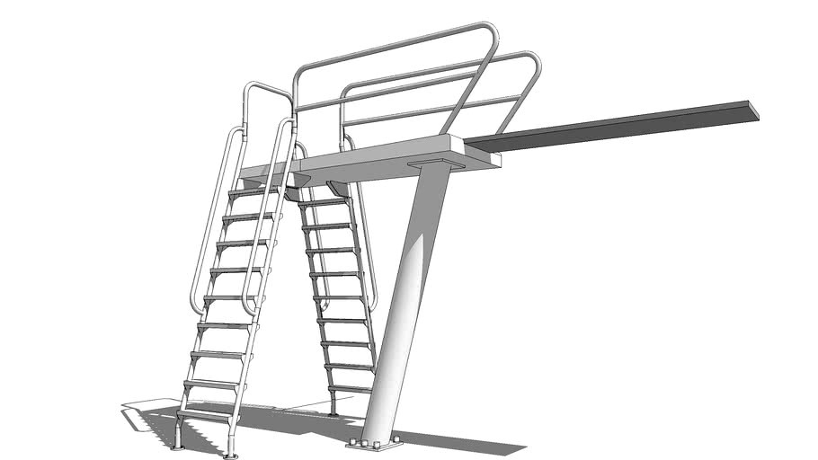 Deluxe 3-Meter Dual-Mount Diving Tower 3d model