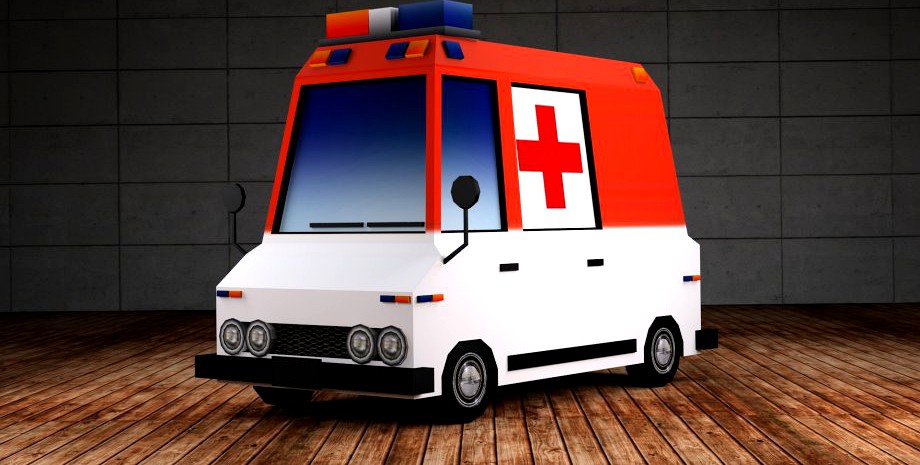 Ambulance - Red Cross (Low Poly Cartoon Cars)3d model