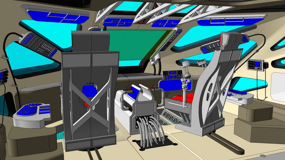 Futuristic Spaceship cockpit mockup 3d model