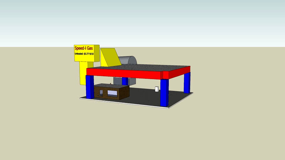 Simple gas station of today 3d model