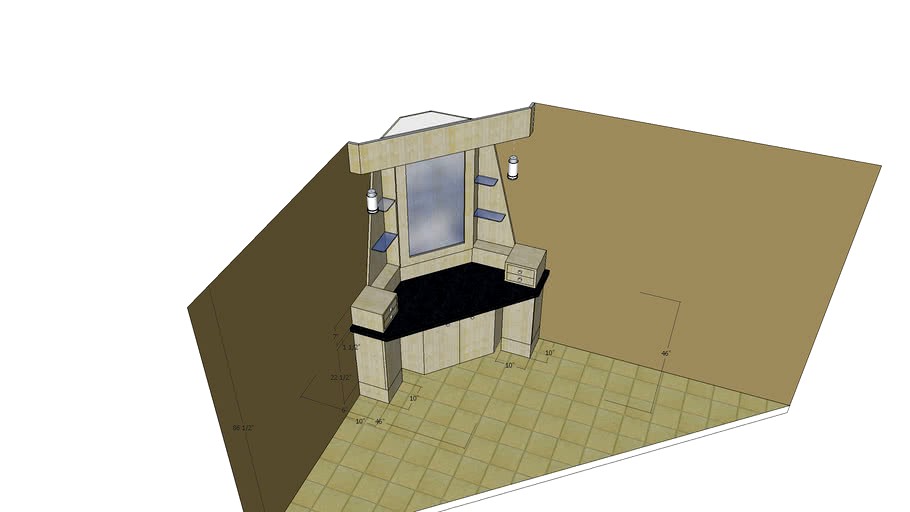 Corner Bathroom Vanity 3d model