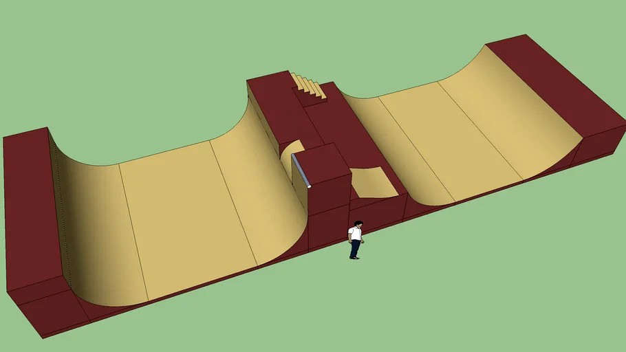 Double Mini&Vert Half-Pipe 3d model