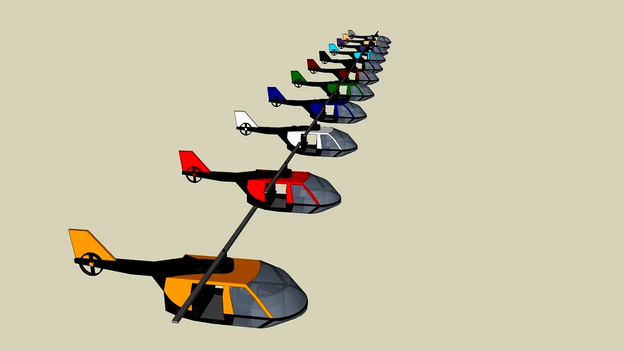 Multi-Colored Helicopters 3d model