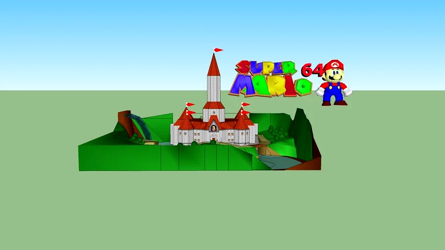 Super Mario 64 castle with interior 3d model