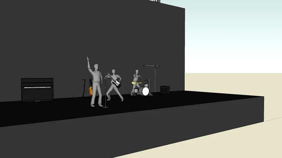 Rock band on stage 3d model