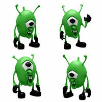 Cartoon Alien 001 RIGGED T POSE 3d model