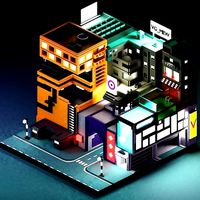 Low poly Cyberpunk City 3d model